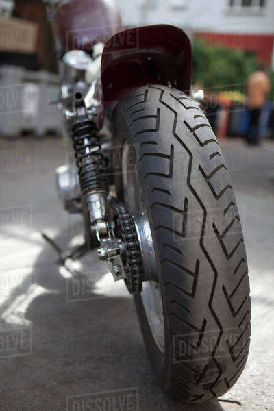 Rear tire of motorcycle - Stock Photo - Dissolve