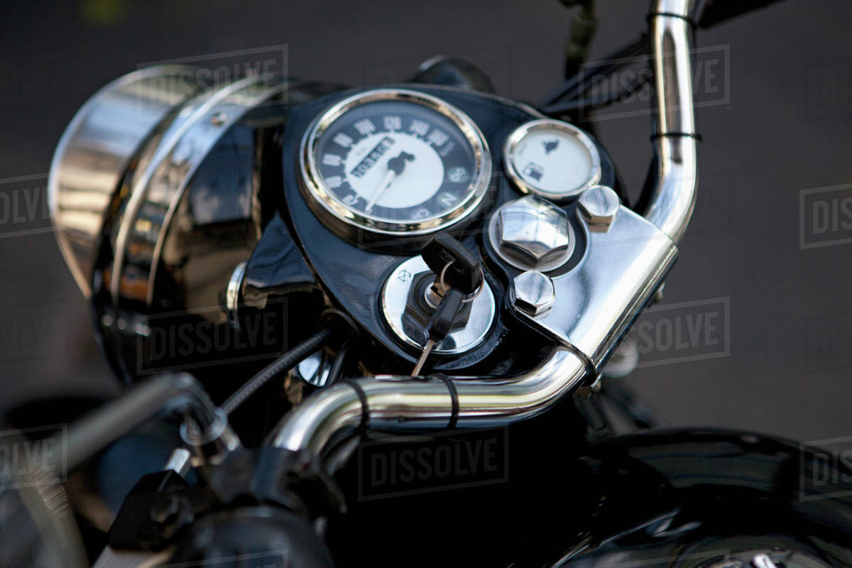 Motorcycle dashboard with keys in the ignition - Royalty-free Stock ...
