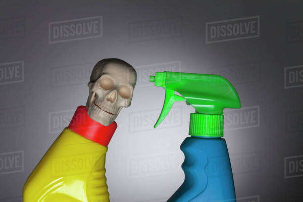 Imaginative confrontation between two toxic spray bottles - Stock Photo ...