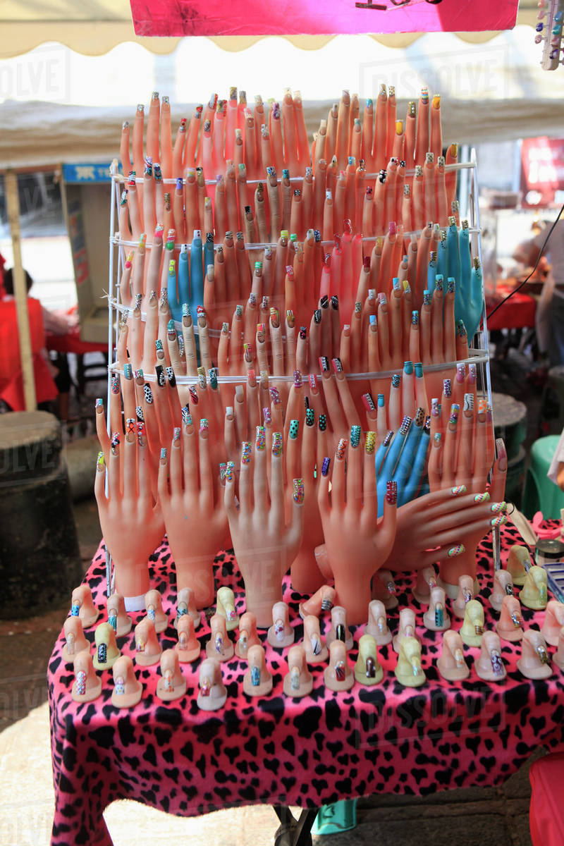 Artificial painted fingernails displayed at store - Royalty-free Stock ...