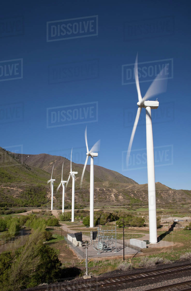 Five wind turbines - Royalty-free Stock Photo | Dissolve