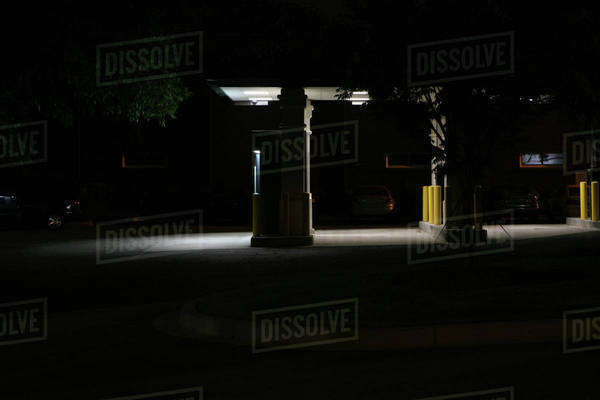 Gas station at night - Royalty-free Stock Photo | Dissolve