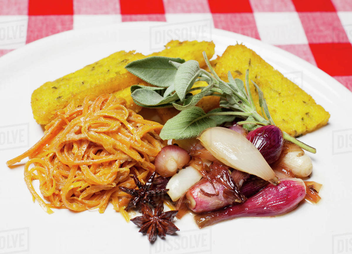 Close-up of food served in plate on table - Stock Photo - Dissolve