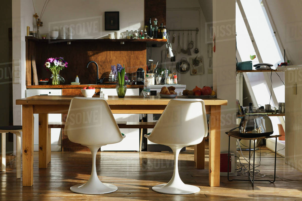 Chairs and table in modern kitchen at home - Royalty-free Stock Photo ...