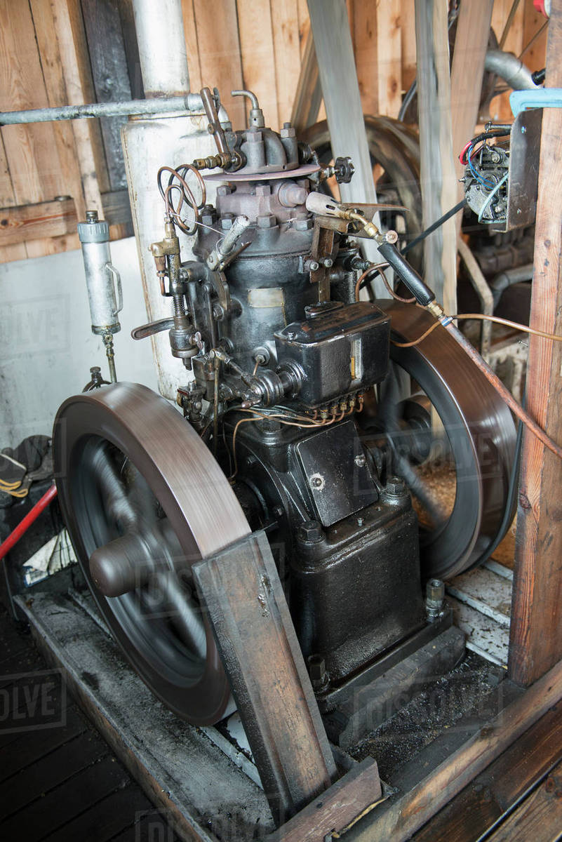 High angle view of spinning engine in a workshop - Royalty-free Stock ...