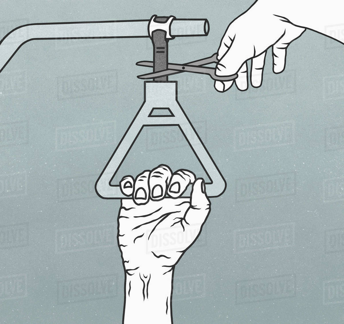 Hand cutting assistance strap from senior man - Stock Photo - Dissolve