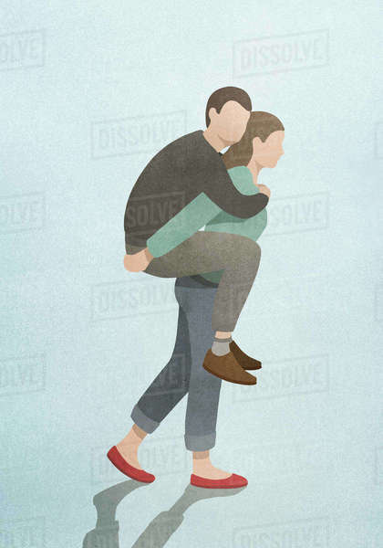 Woman carrying husband on back - Royalty-free Stock Photo | Dissolve