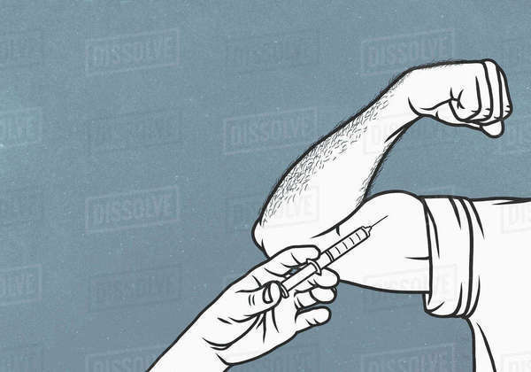 Hand injecting steroids into flexed biceps of man - Royalty-free Stock ...