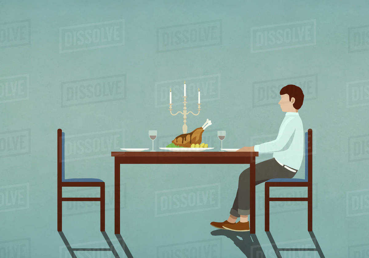 Man waiting at table with candlelight dinner - Royalty-free Stock Photo ...