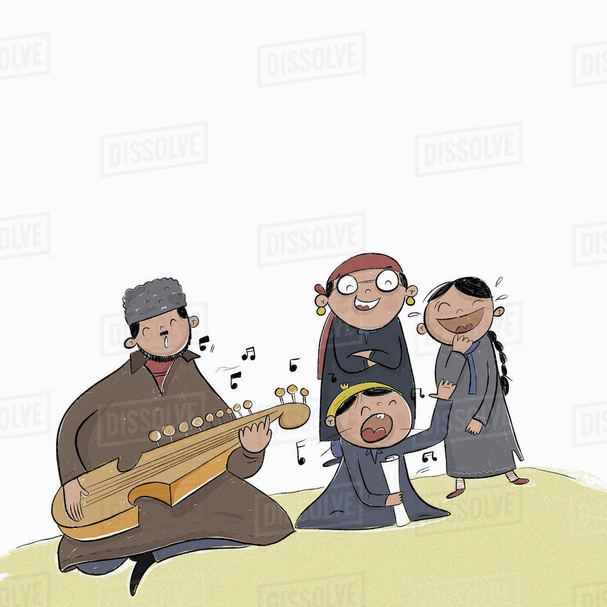 Family playing rubab and singing - Royalty-free Stock Photo | Dissolve