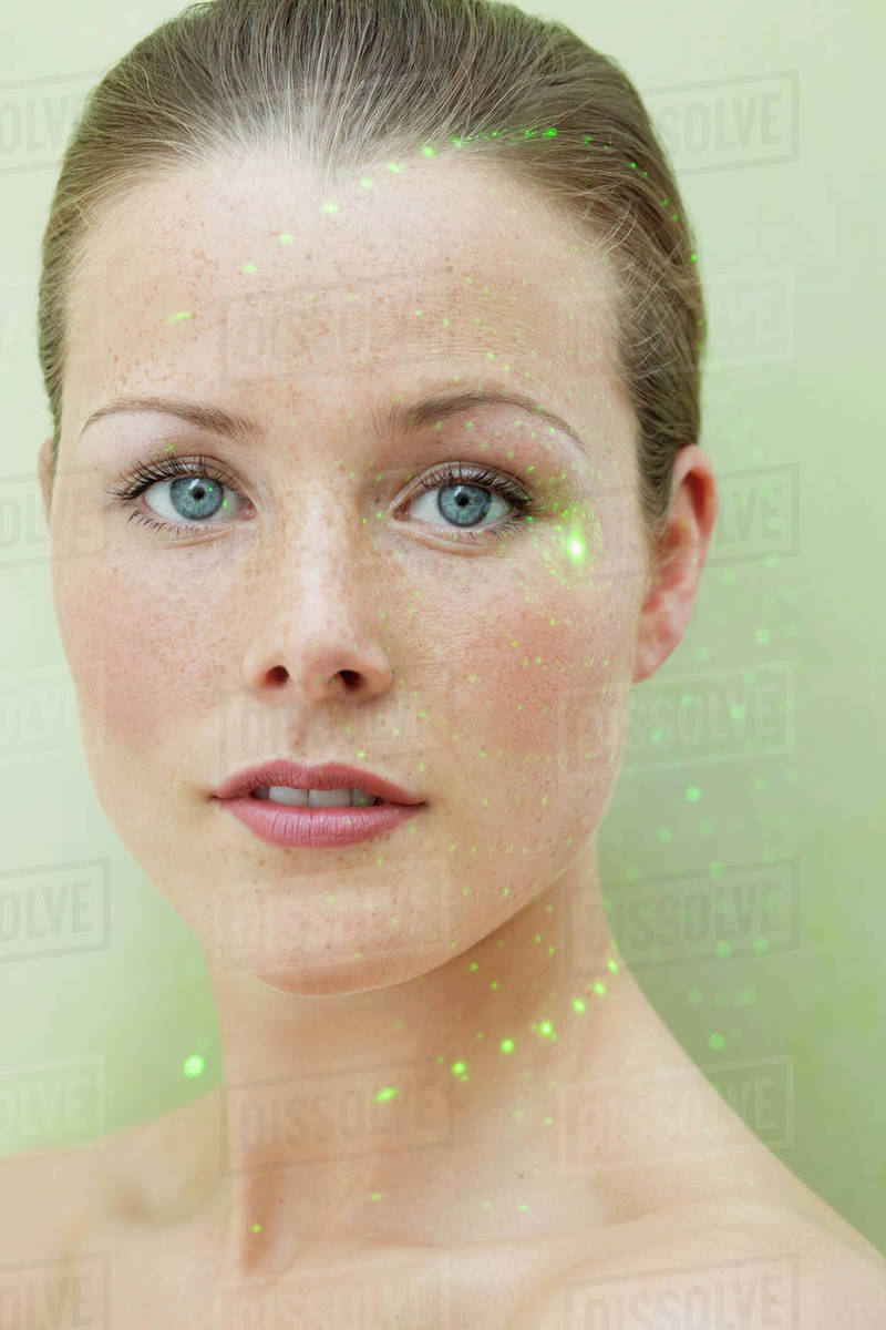 Beauty Portrait of Woman with Laser beam on Face - Royalty-free Stock ...